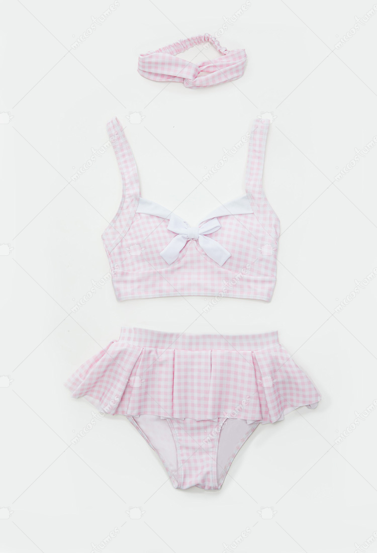 Vintage Pink and White Plaid Two-Piece Swimsuit - Retro Bikini Set ...