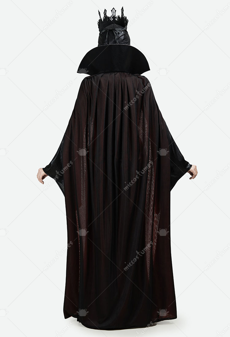 Halloween Queen Costume for Women - Black Witch Dress Gown Cosplay ...