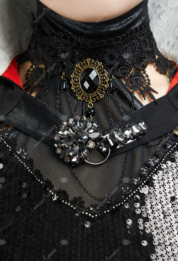 Halloween Queen Costume for Women - Black Witch Dress Gown Cosplay ...