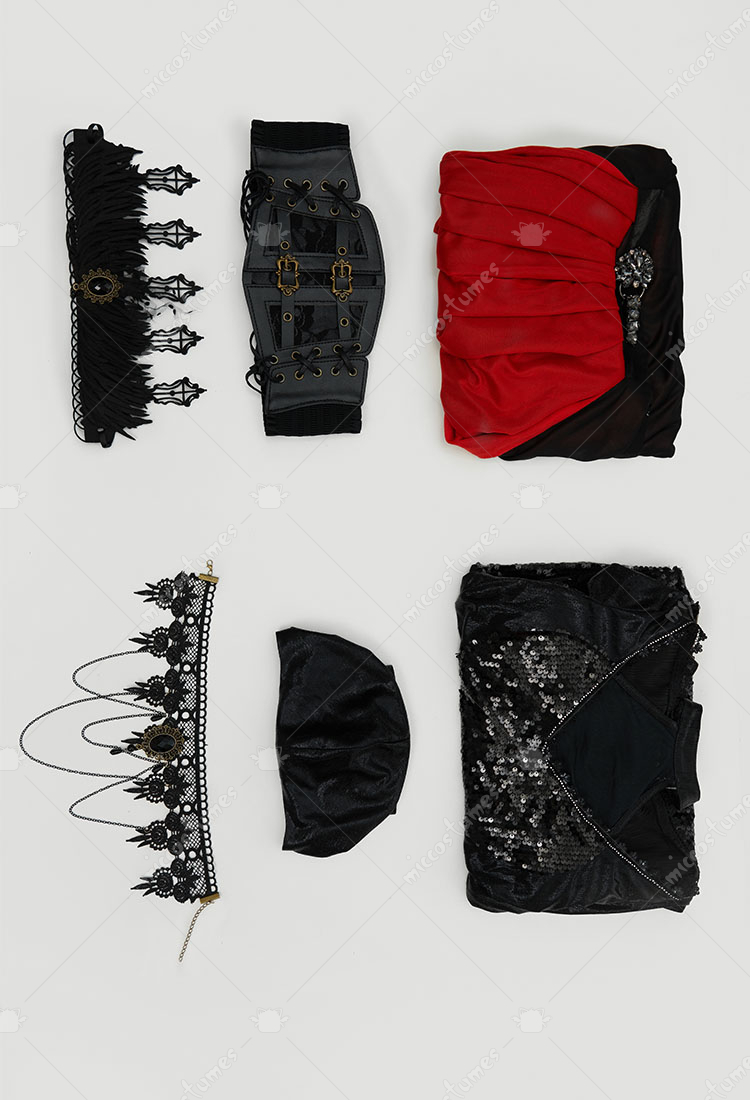 Halloween Queen Costume for Women - Black Witch Dress Gown Cosplay ...