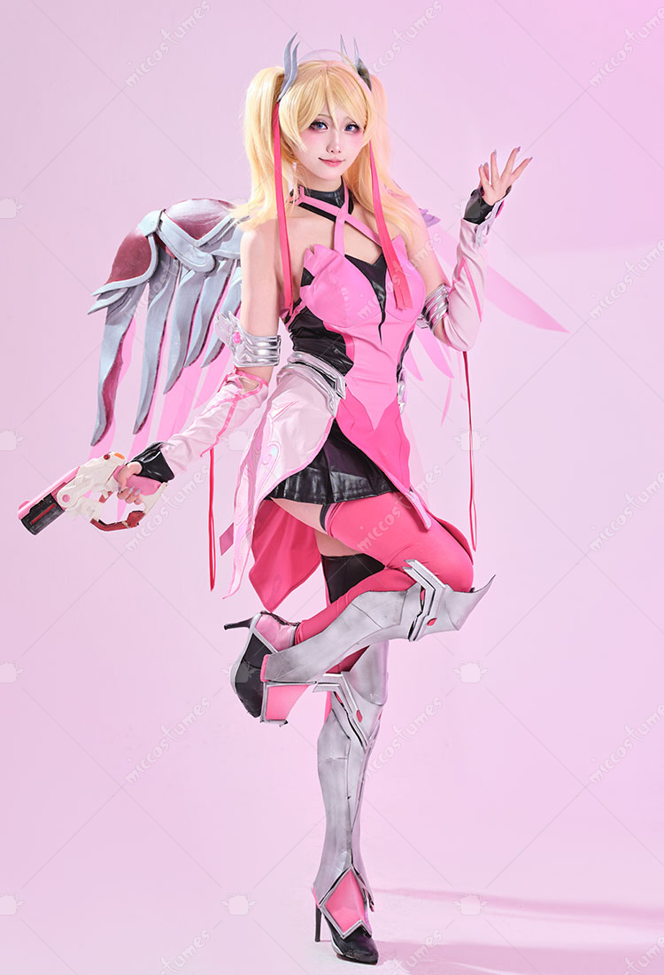 OW Angela Ziegler Pink Mercy Skin Cosplay Costume - Game Cosplay | Top ...