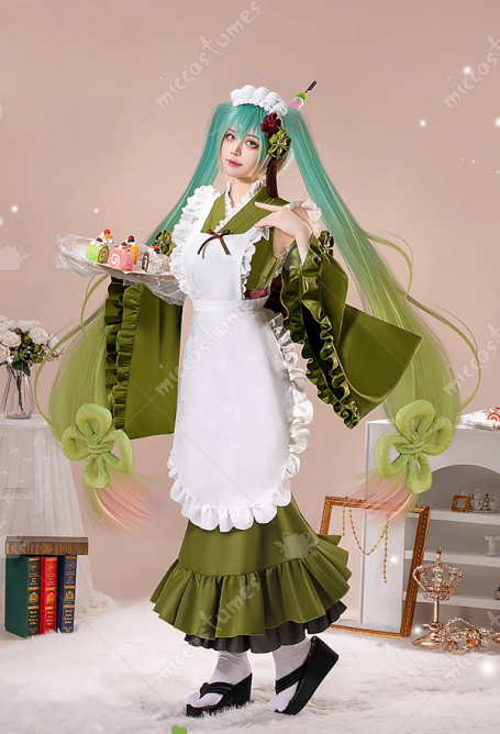 Women Game Kawaii Costume - Matcha Green Tea Dress and Apron Vocal ...