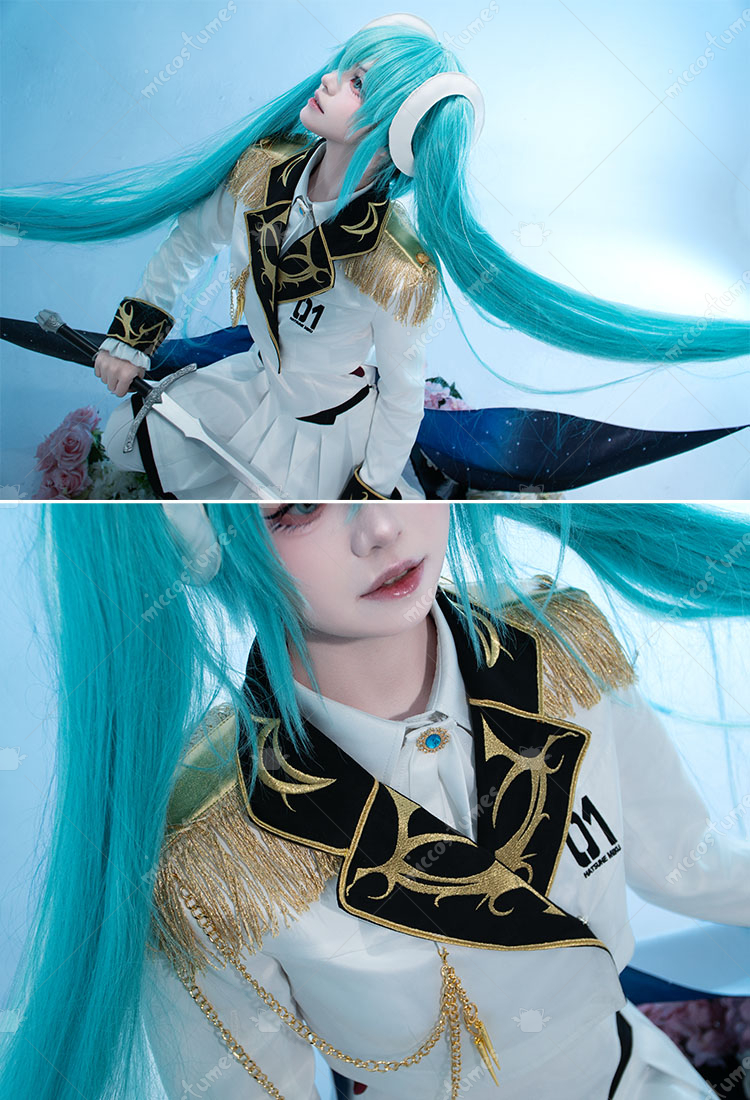 Vocal × Gundam Crossover Skin Cosplay - White Dress with Jacket and ...