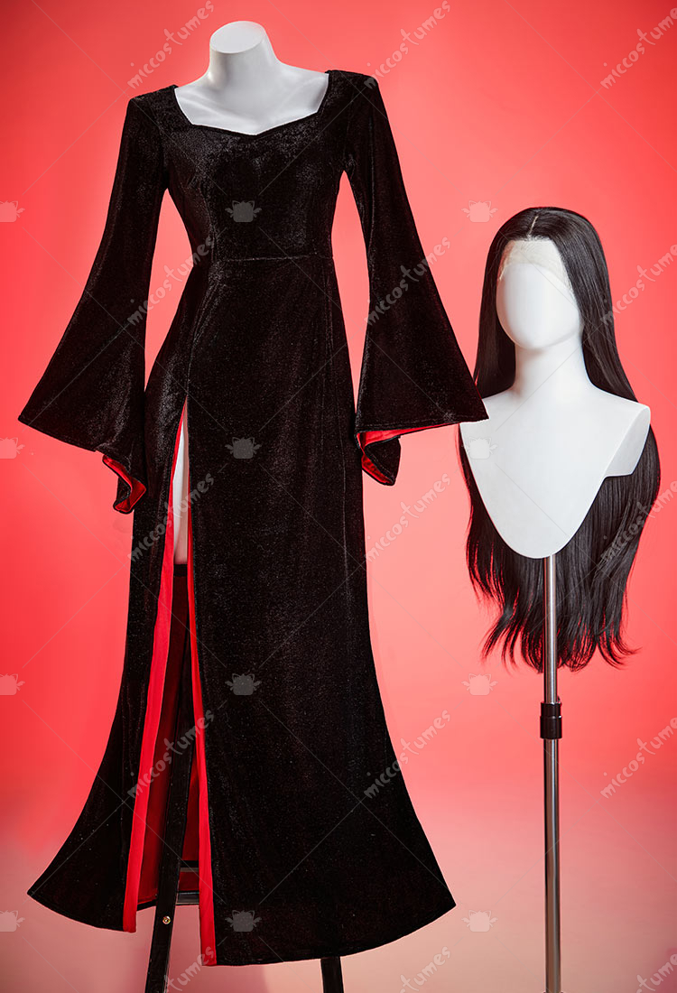 Wednesday Morticia Addams Gothic Cosplay Costume - Halloween Costume ...
