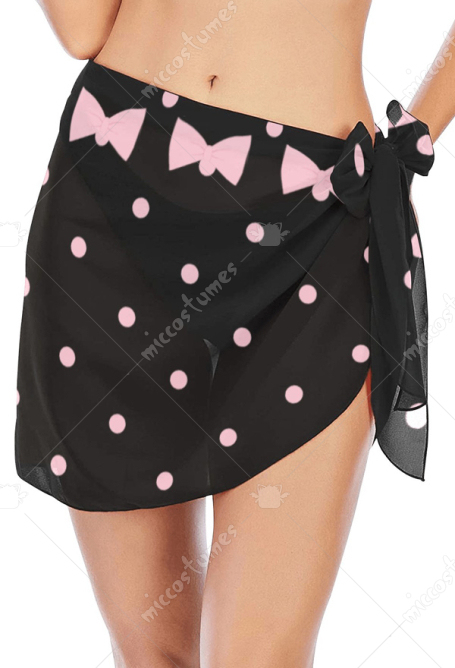 Beach Wrap - Short Sarong Bowknot Dots Pattern | Chiffon Bikini Wraps ...