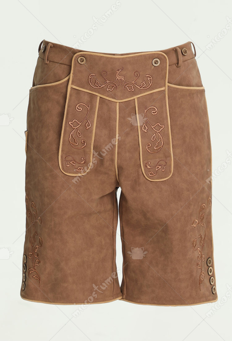 Medieval Traditional Vintage Men's Shorts - Men Brown Embroidery Shorts ...