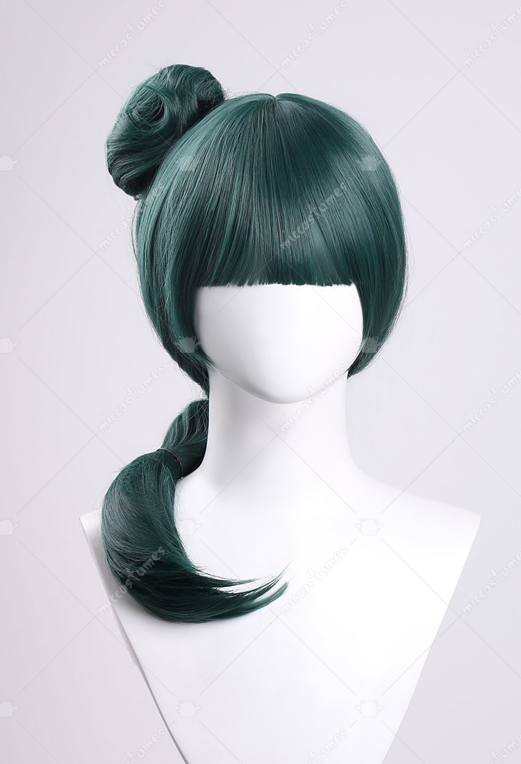 Neko-Neko Cosplay Dark Green Wig - Anime Cosplay Wig with One Bun | Top ...